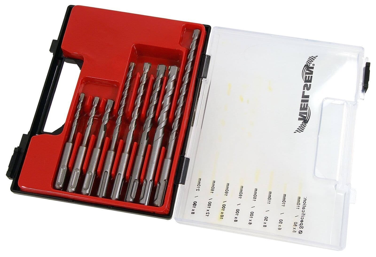 8Pc Sds Masonry Drill Bit Set Sizes 5-12mm And Plastic Storage Box