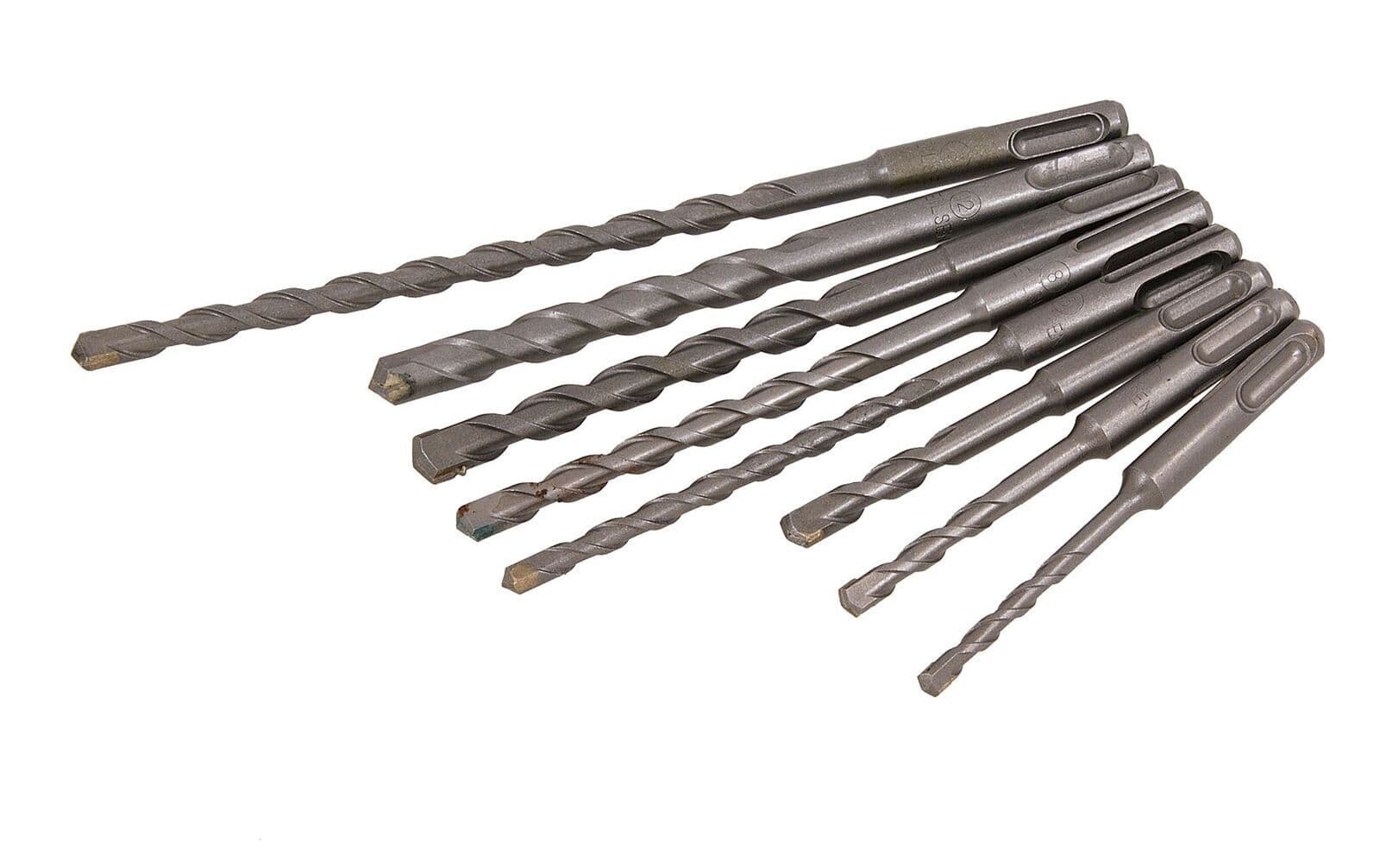 8Pc Sds Masonry Drill Bit Set Sizes 5-12mm And Plastic Storage Box