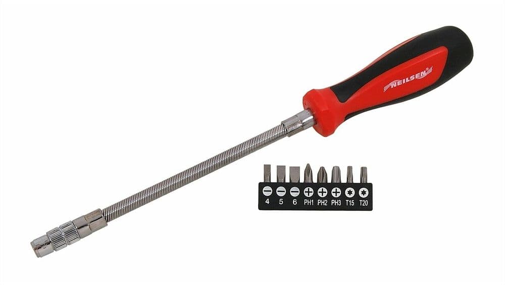 9Pc Flexi Flexible Shaft Screwdriver Set With 8 X 25mm Magnetic Bits