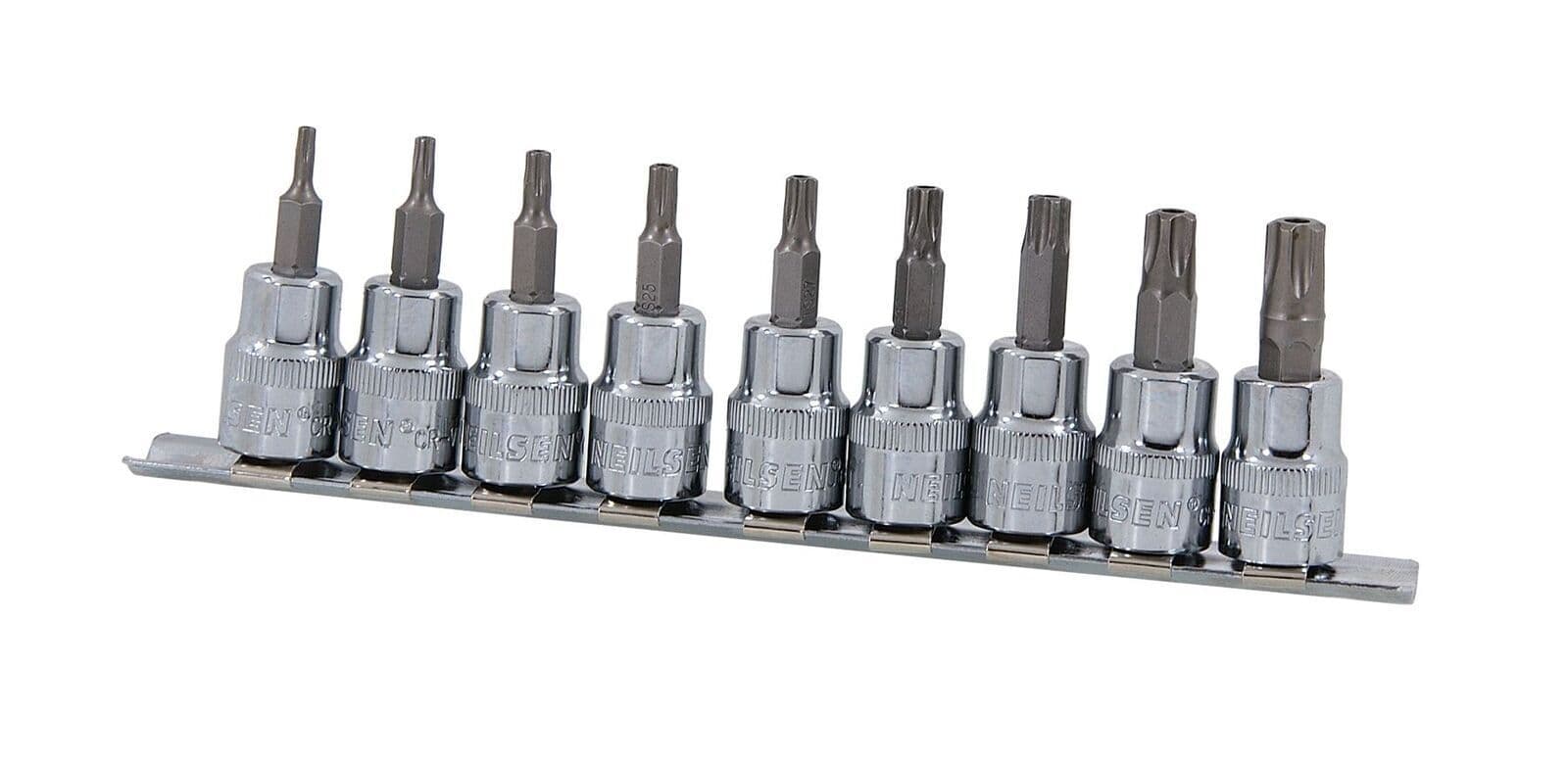 9Pc Torx Bit Star Plus Security Tamperproof Socket Set Tp10 -Tp50 3/8"