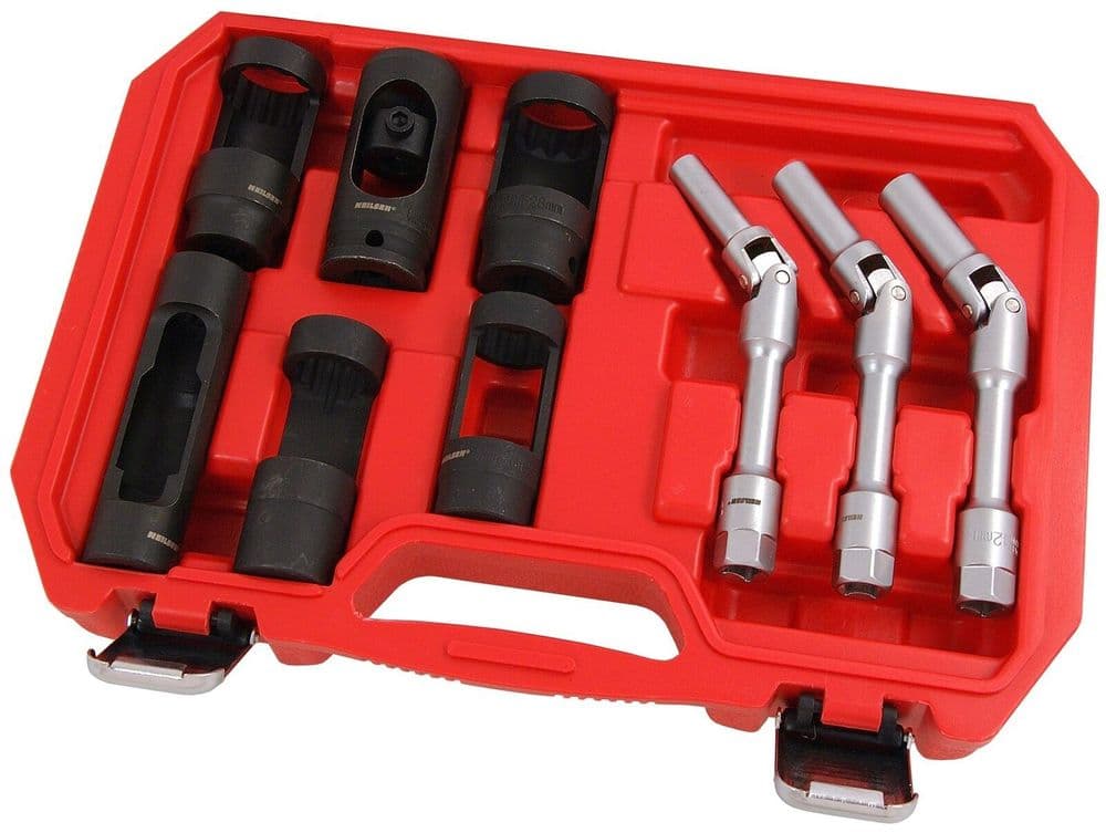 9Pcs 1/2& x22;3/8& x22;Dr Diesel Injection Socket & Jointed Glow Plug ...