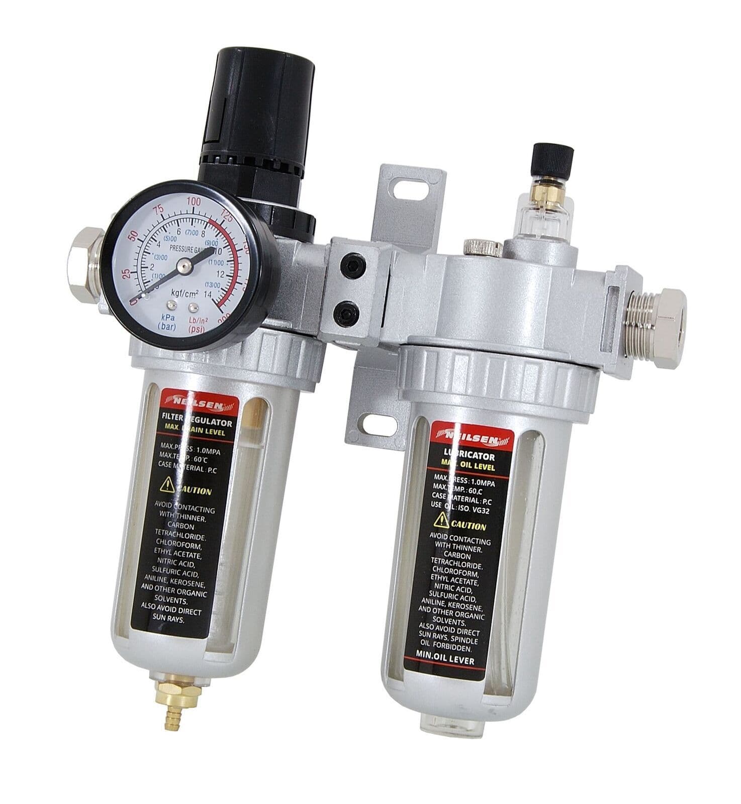 Air Filter Regulator - Oil Lubricator For Air Compressor 1/2" 1/4" Fittings