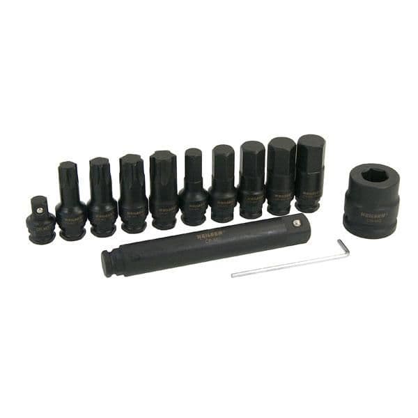 Air Impact Bit Set 3/4 Drive 12Pc Includes Hex Torx & Extension Bar