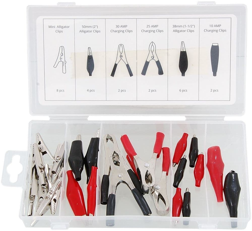 Alligator Crocodile Spring Clip Assortment Electrical Bulldog Clips 28Pc