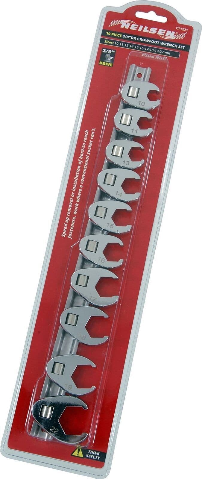 Crow Foot Crowsfeet Wrench Spanner Set 3/8 Drive 10mm - 22mm