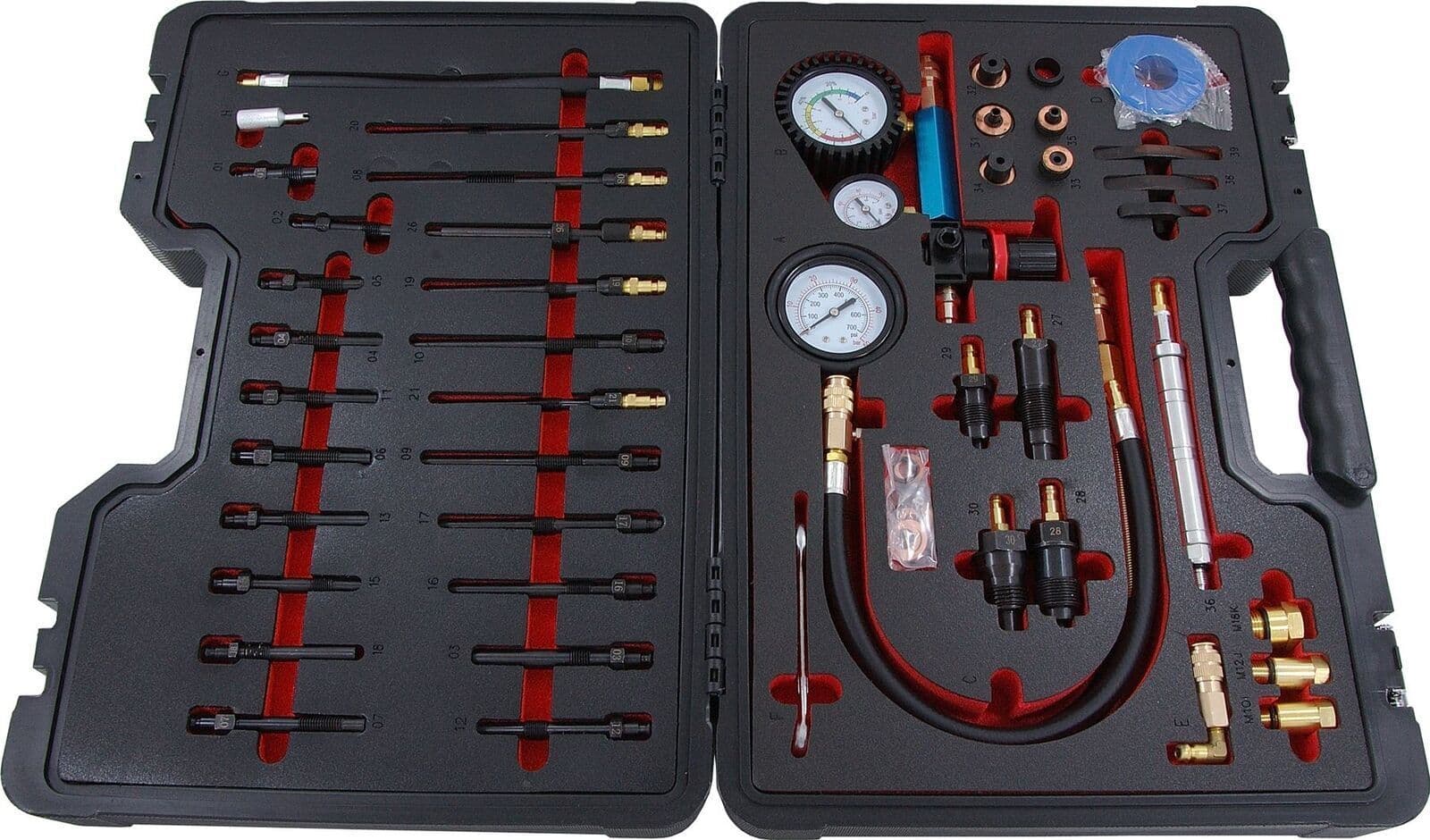 Engine Compression Test Kit Petrol & Diesel Glow Spark & Injector Adaptors