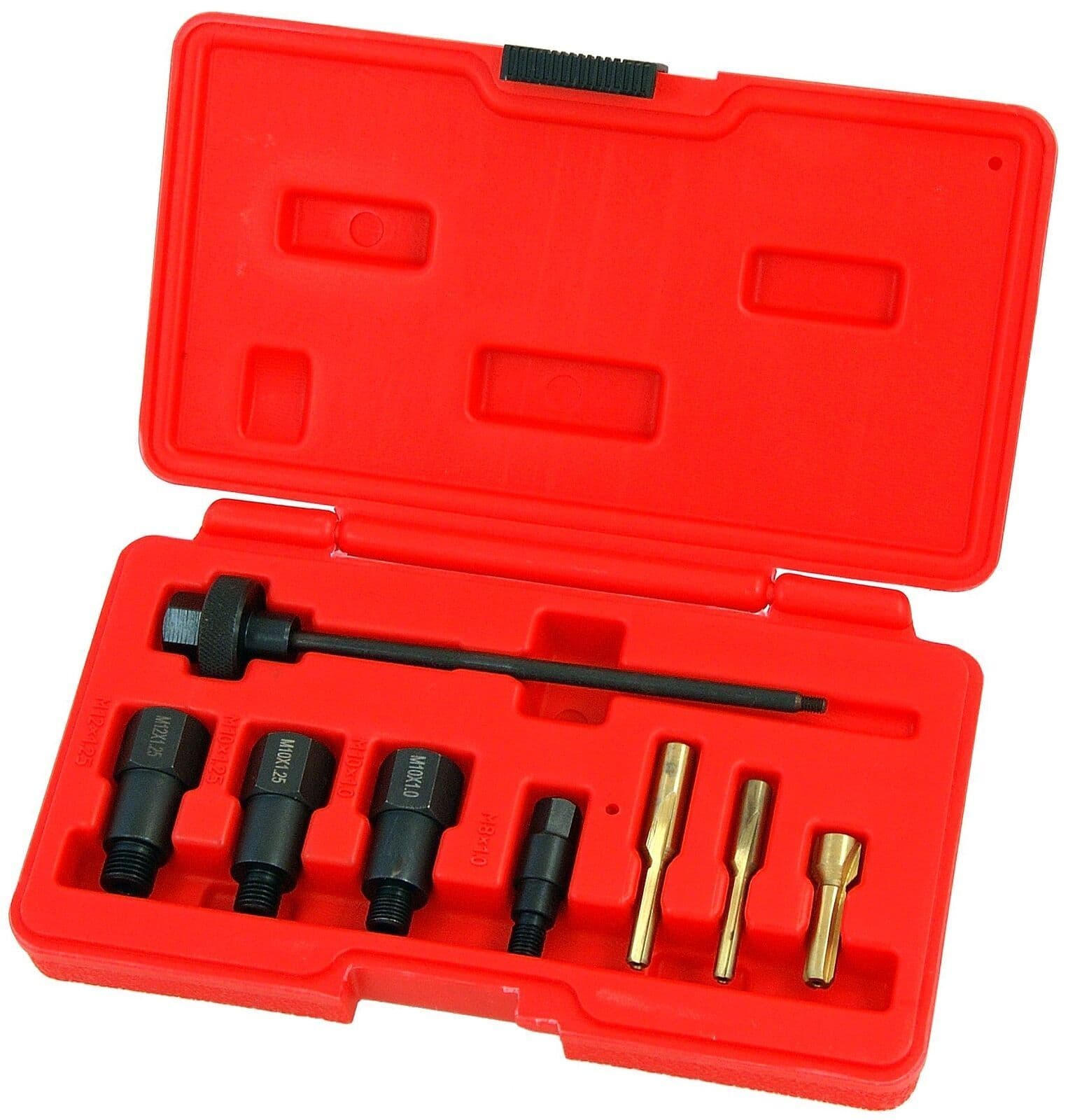Glow Plug Aperture Cleaner Reamer Tool M8 M10 M12 Glow Plugs 4Pc Adaptor