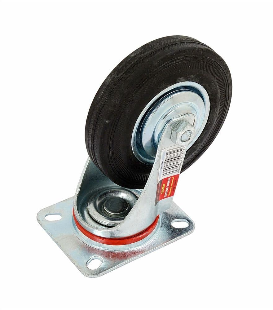 Heavy Duty 120mm Rubber Swivel Castor Trolley Wheels