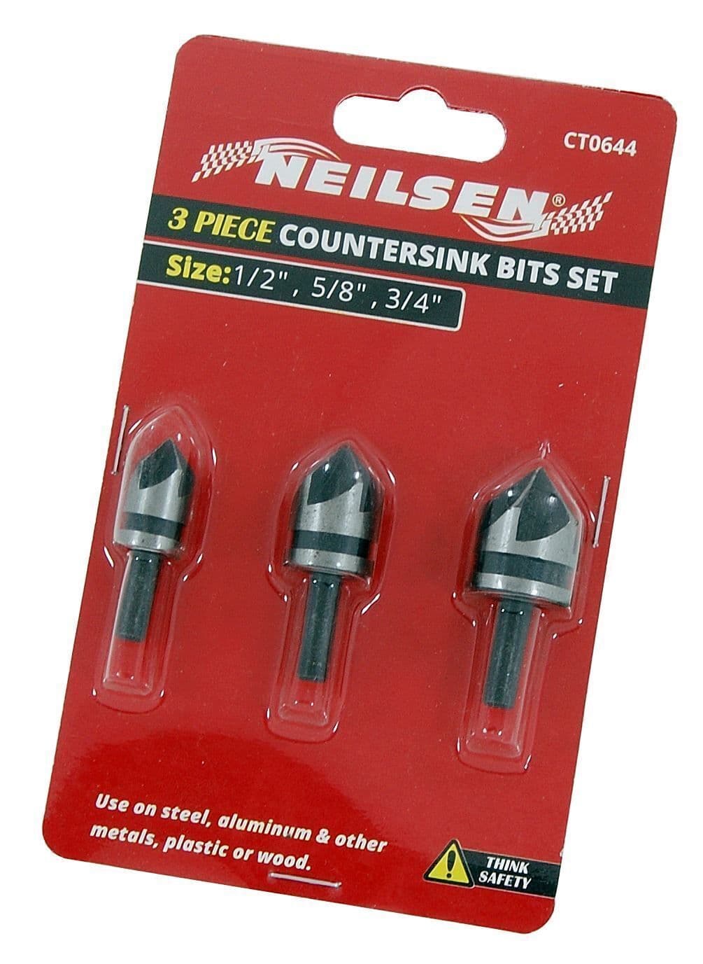 Hss Countersink 3 Pc Bit Set For Steel And Hard Metals 1/2 5/8 3/4