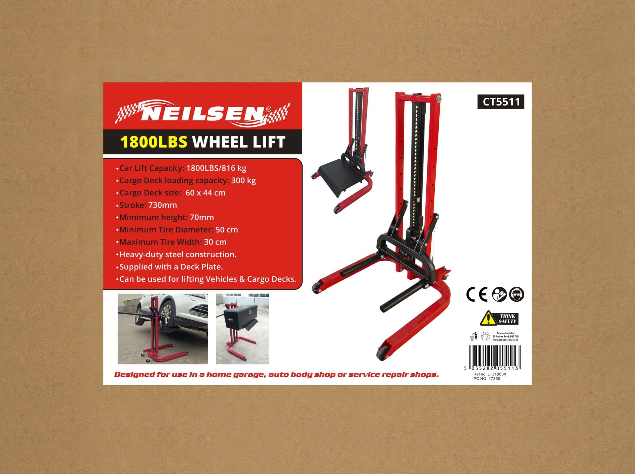 Portable Manual Wheel Lifting Jack - Max Lift 813Kg