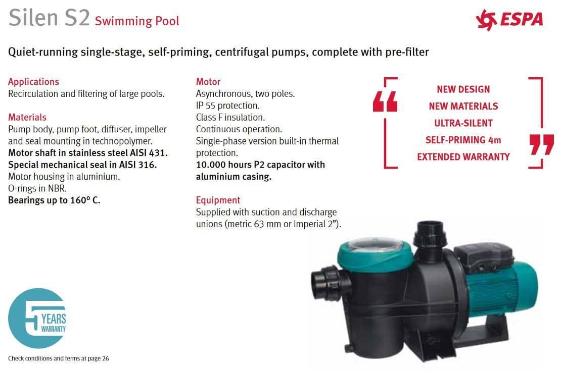 ESPA Silen S2 Swimming Pool Pump