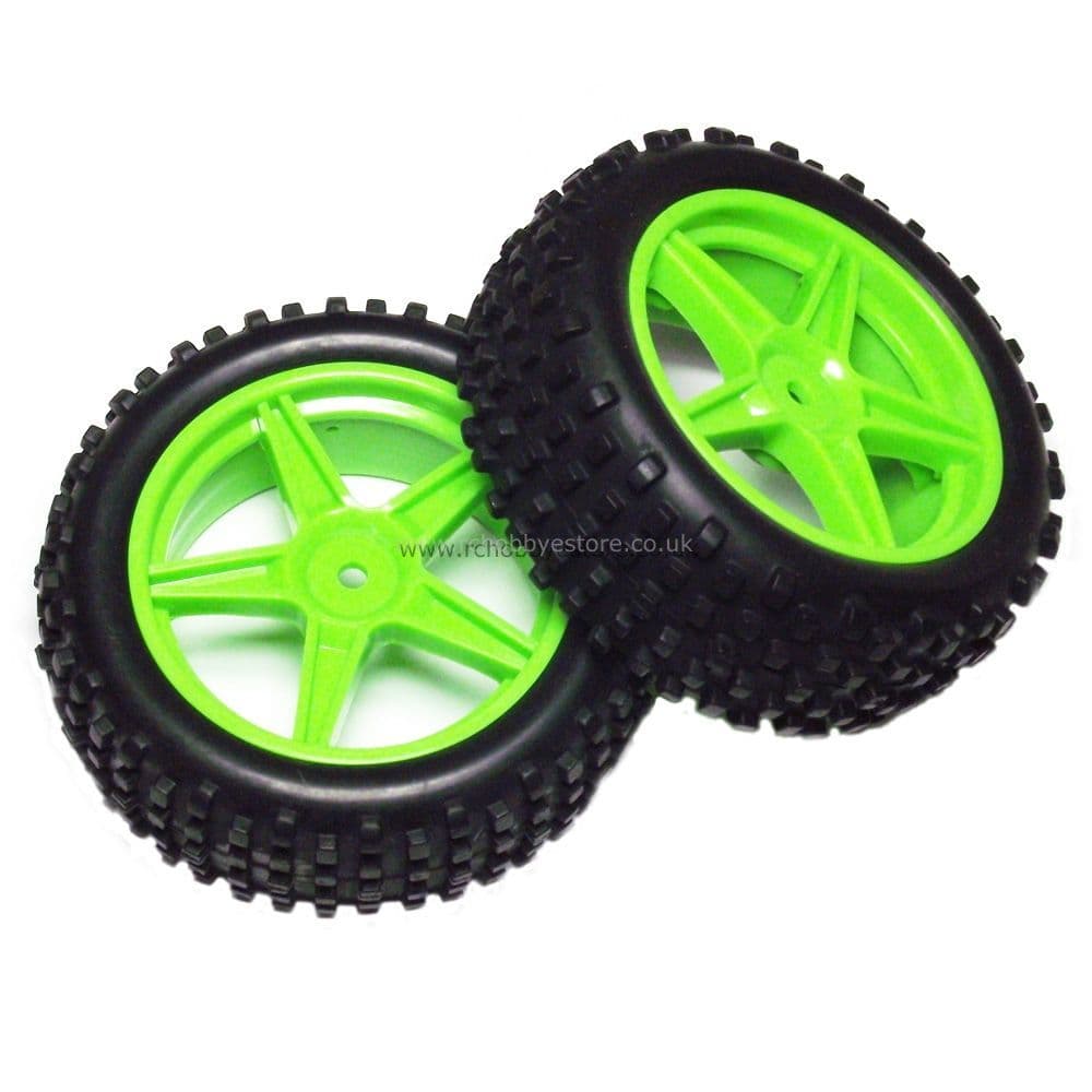 HSP 06010 Green Front Buggy Wheels complete with Off-Road Tyres