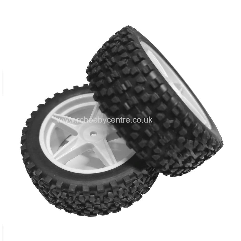HSP 06010 White Rim Front Buggy Wheels complete with High Grip Tyres
