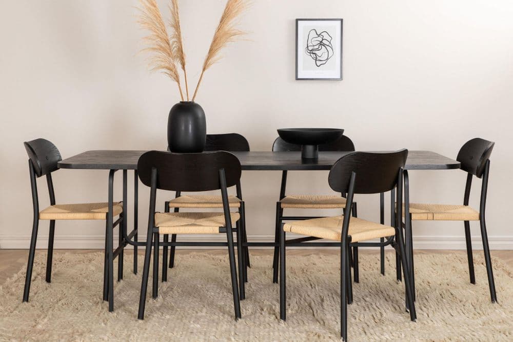Uno Dining Table with 6 Polly Steel Dining Chairs