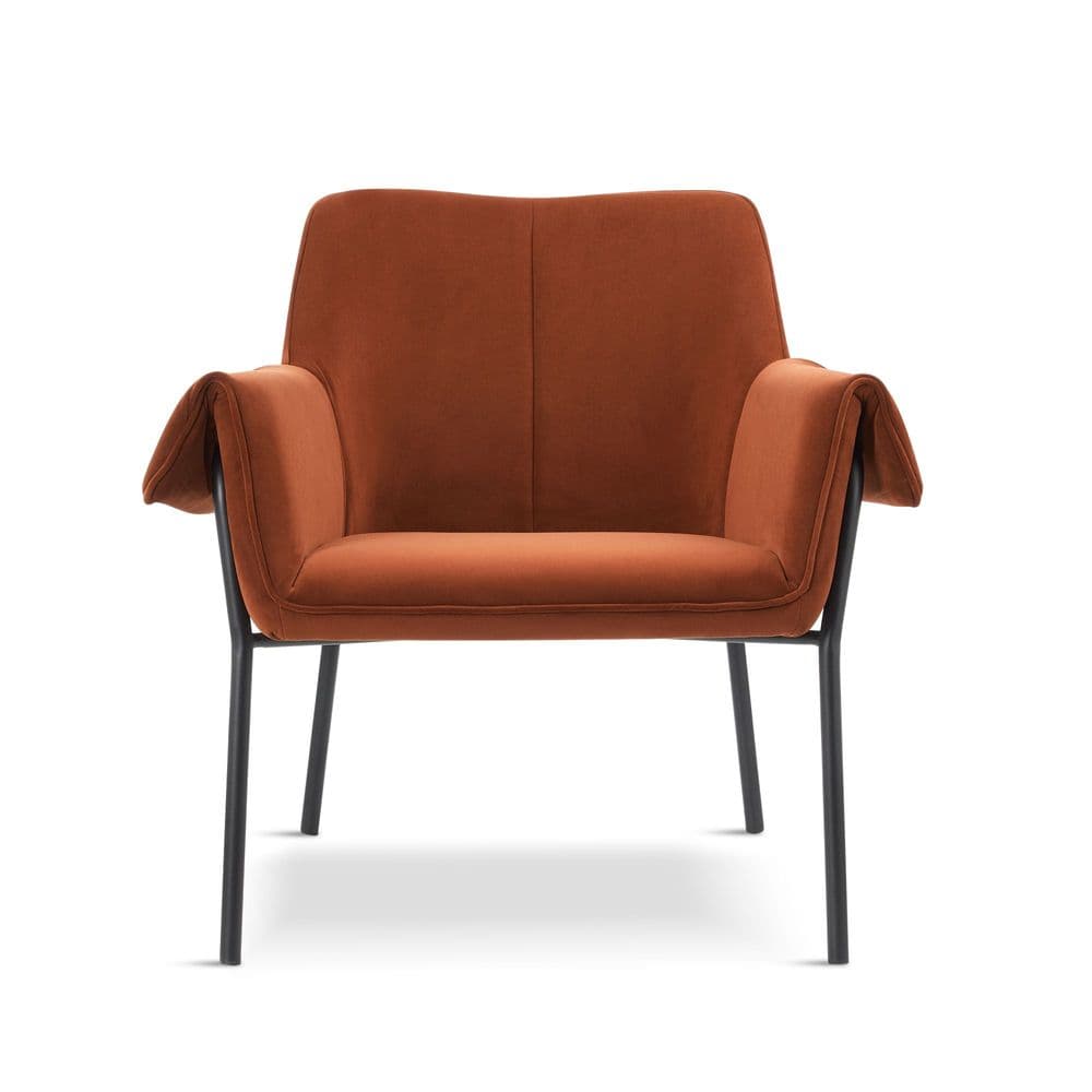 x1 DURHAM Rusty Red Velvet Armchair-Lounge Chair