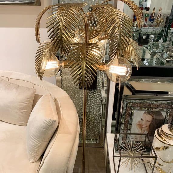 140cm Antique Golden Palm Tree Floor Lamp