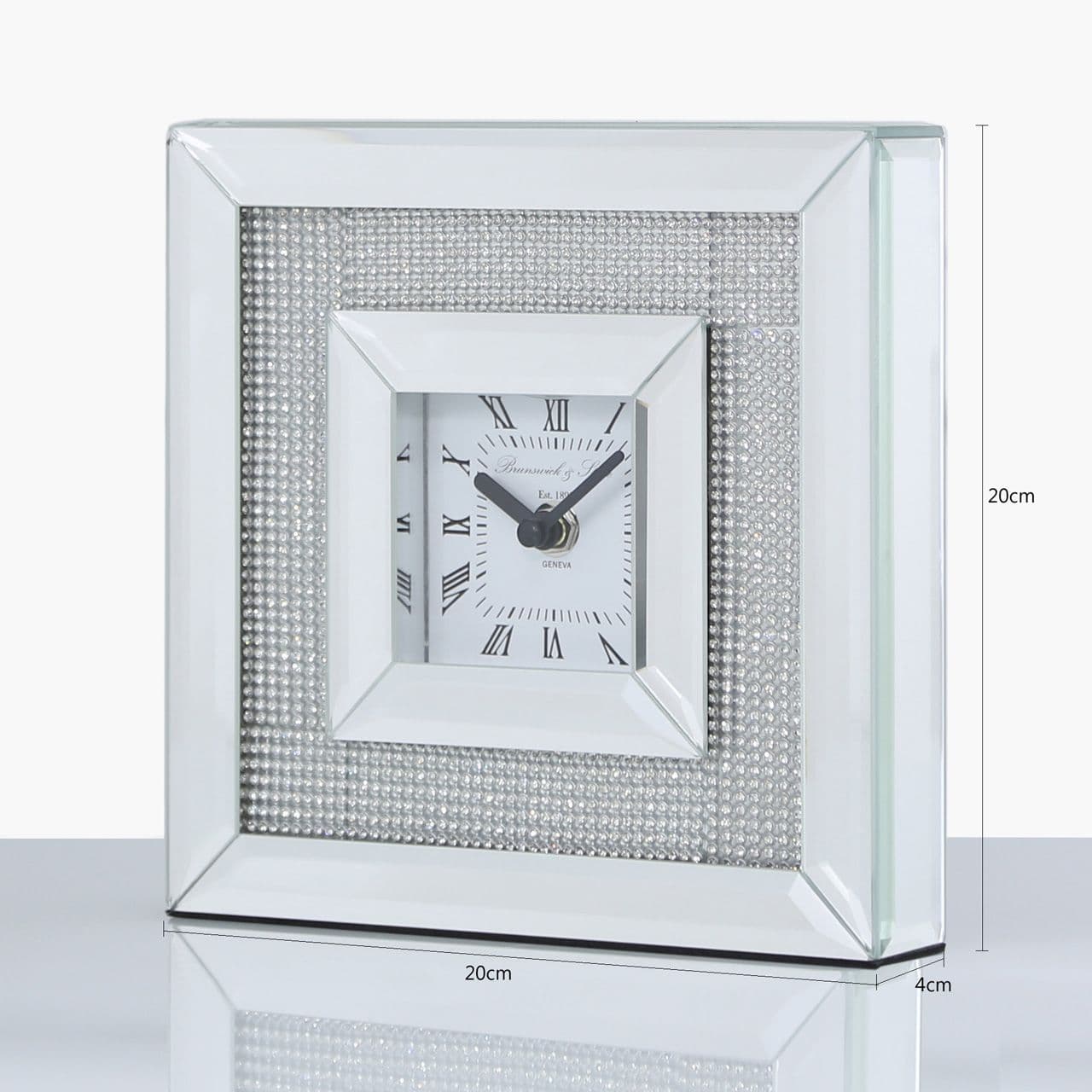 20cm Glitz Mirror Table Clock