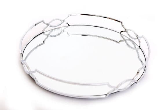 29Cm Round Mirror Tray Silver