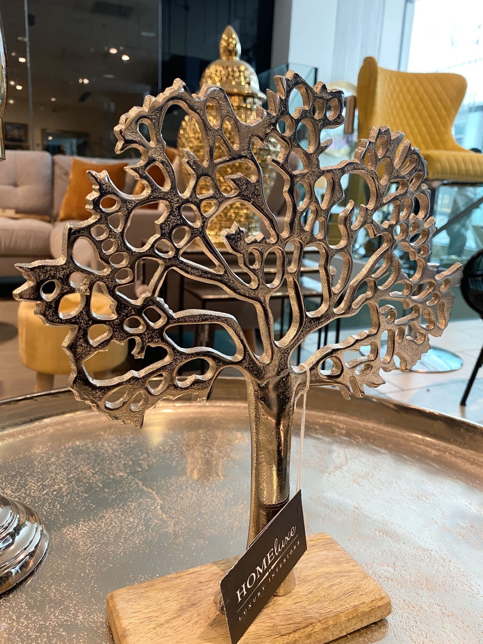 33Cm Tree Of Life Metal On Wood Base