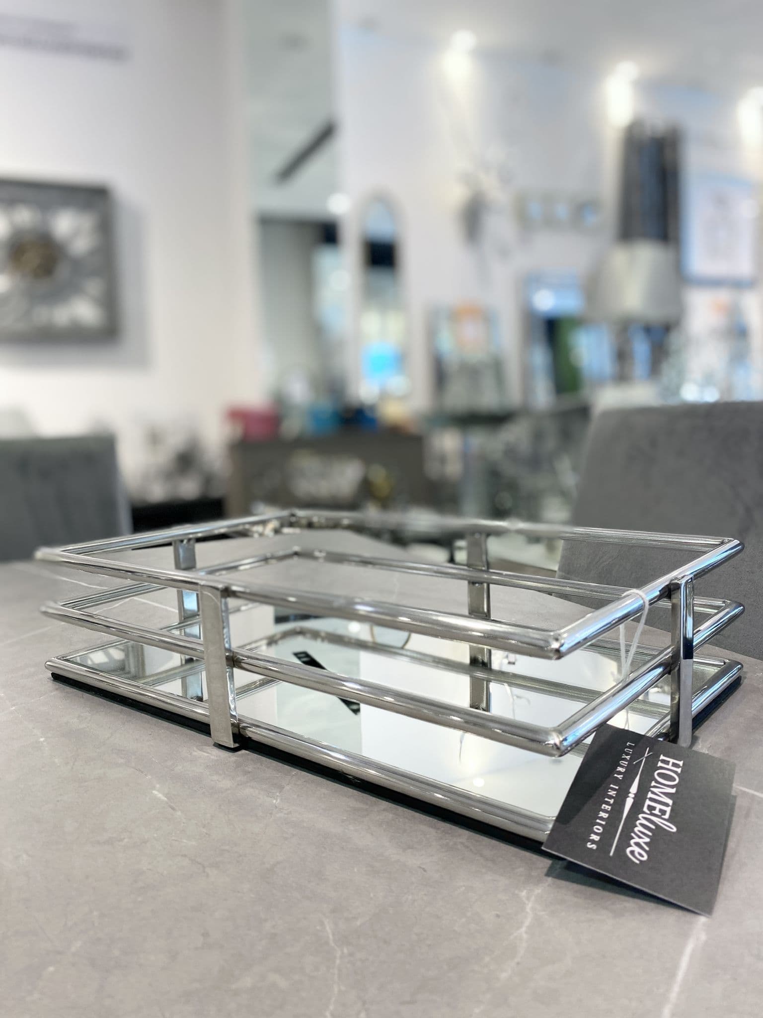 36Cm Rectangle Mirror Silver Tray