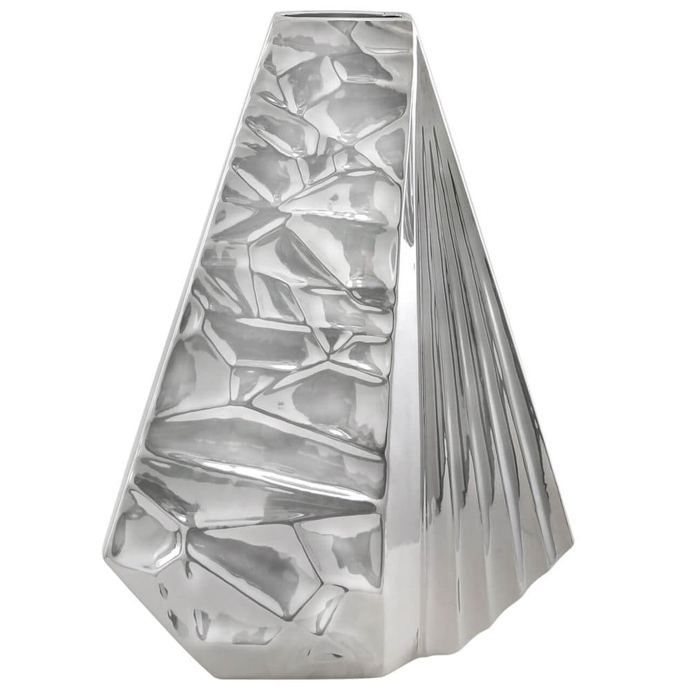 46cm Pyramid Vase Silver