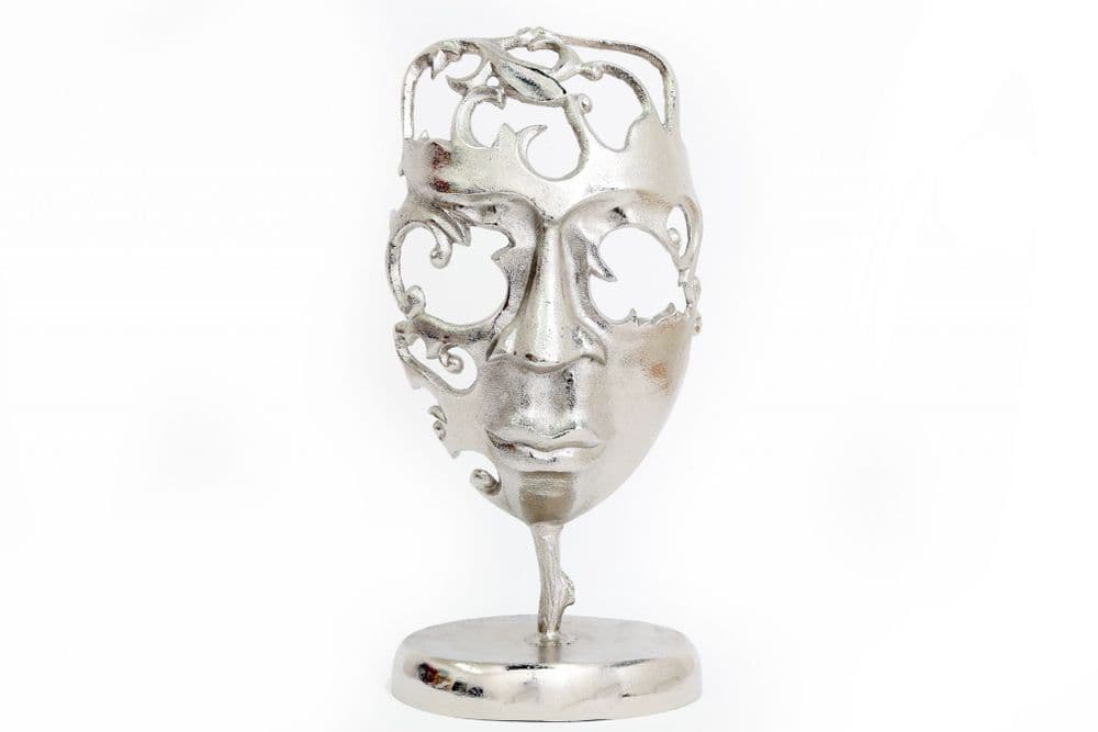 49Cm Silver Metal Face Mask Decoration