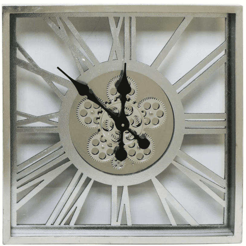 55Cm Roman Numeral Square Cog Wall Clock