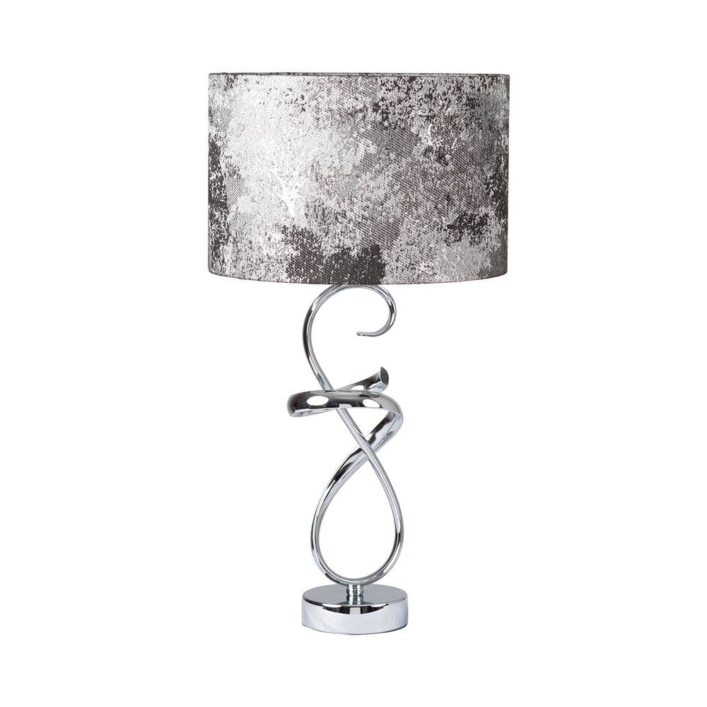 56cm Chrome Swirl Table Lamp With Silver Shade