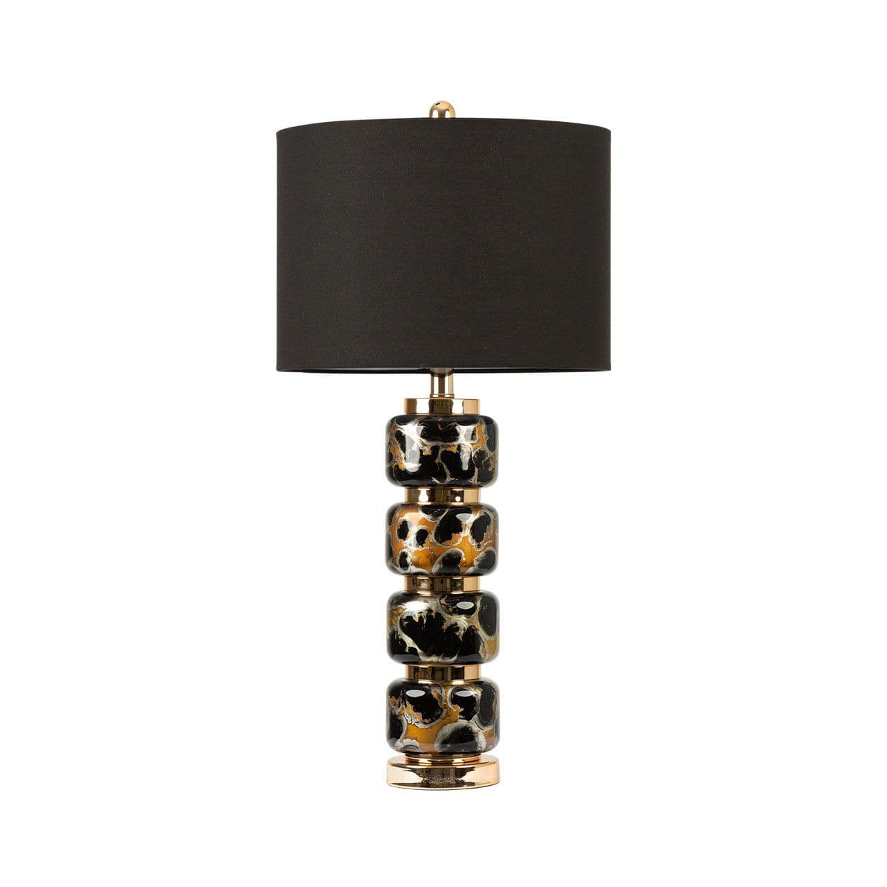 71cm Black and Gold Glass Table Lamp with Black Linen Shade