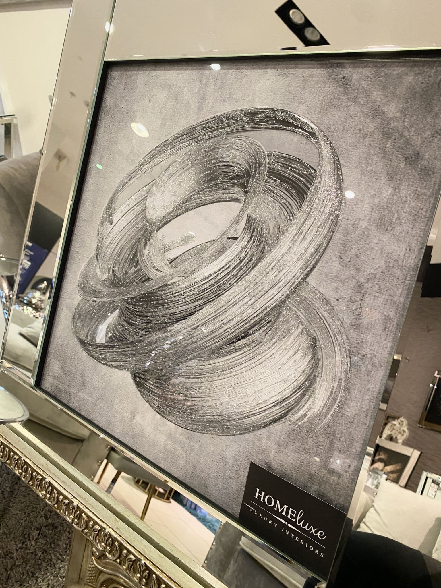 Abstract Silver Whirlwind Wall Art Mirror Frame