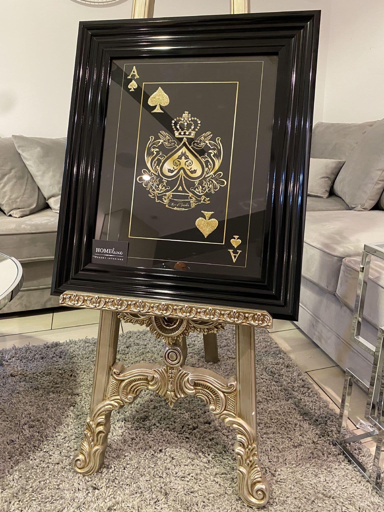 Ace Of Spades Gold And Black With Black Step Frame