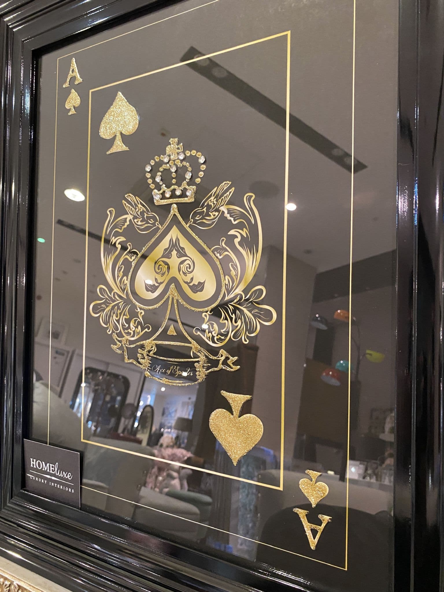 Ace Of Spades Gold And Black With Black Step Frame