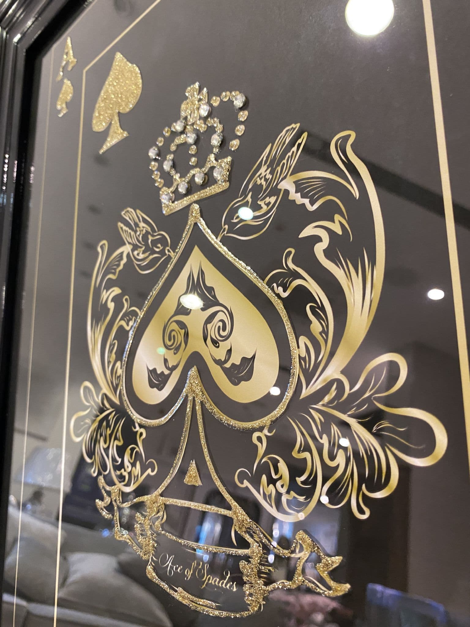 Ace Of Spades Gold And Black With Black Step Frame