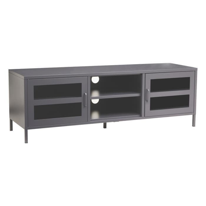 Acier Two Door Grey Metal Media Unit - Home Luxe Interior