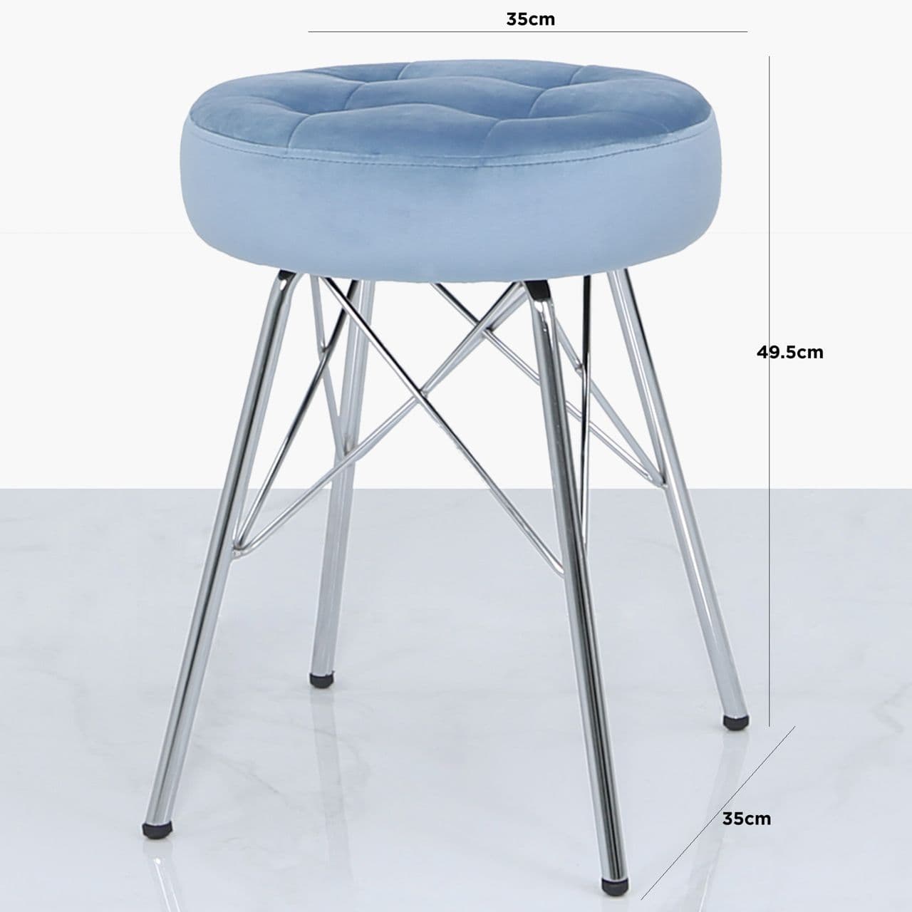 Arianna Tufted Round Stool Light Blue