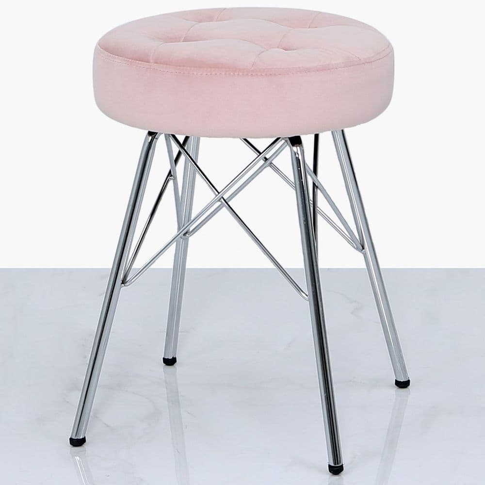 Arianna Tufted Stool Light Light Pink