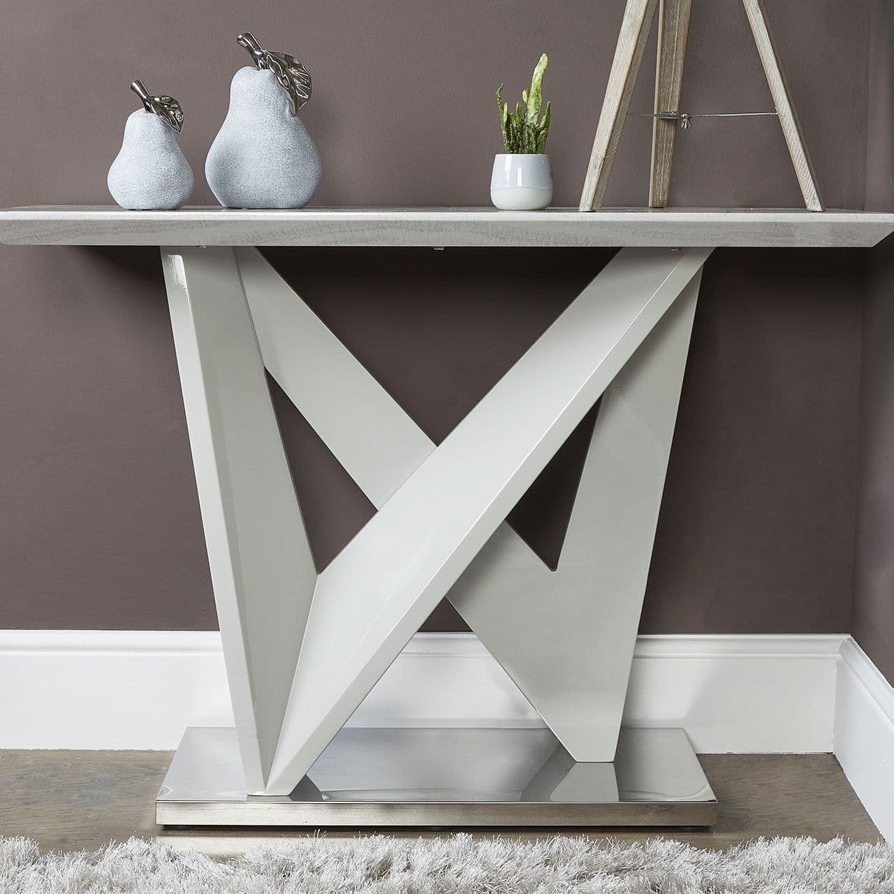 Aston Rect Marble Effect Console Table White