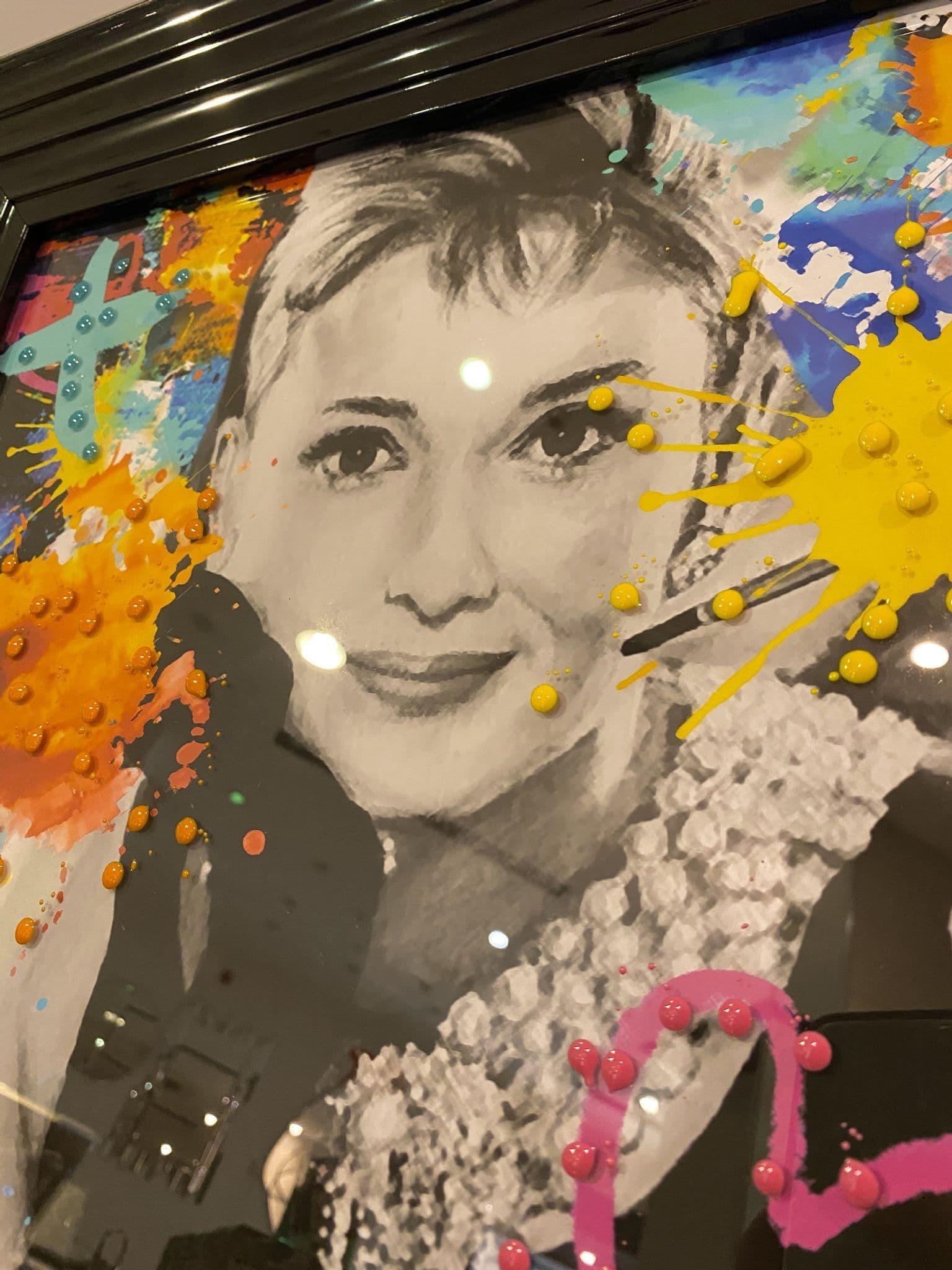 Audrey Hepburn Multicolour Paint Black Step Frame 55Cm X 55Cm