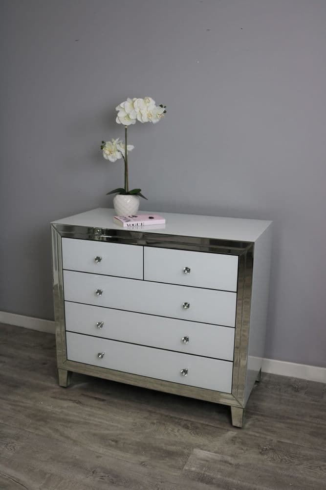 Bianco 2 3 Drawer White Mirror Chest