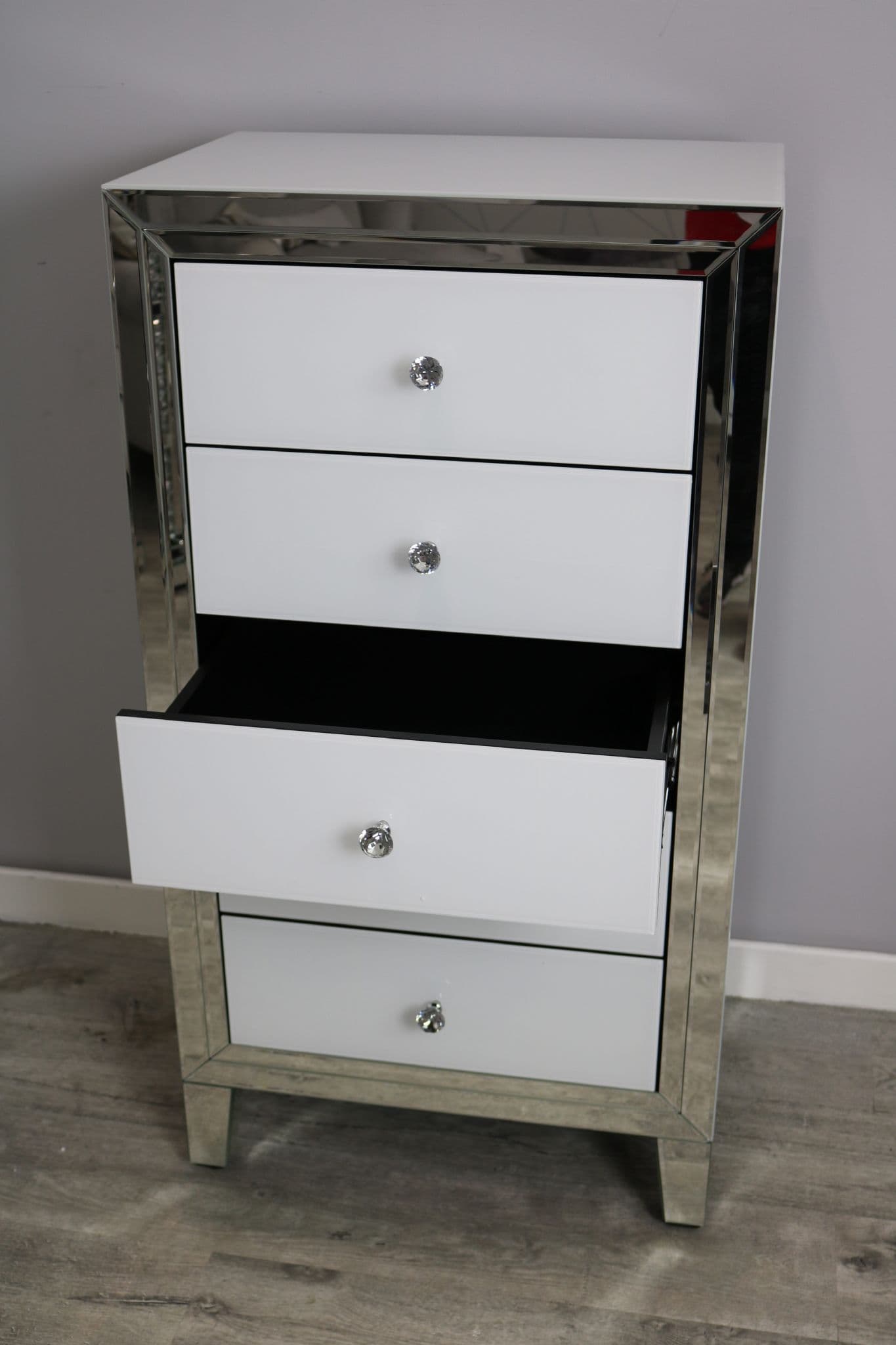 White mirrored tallboy store