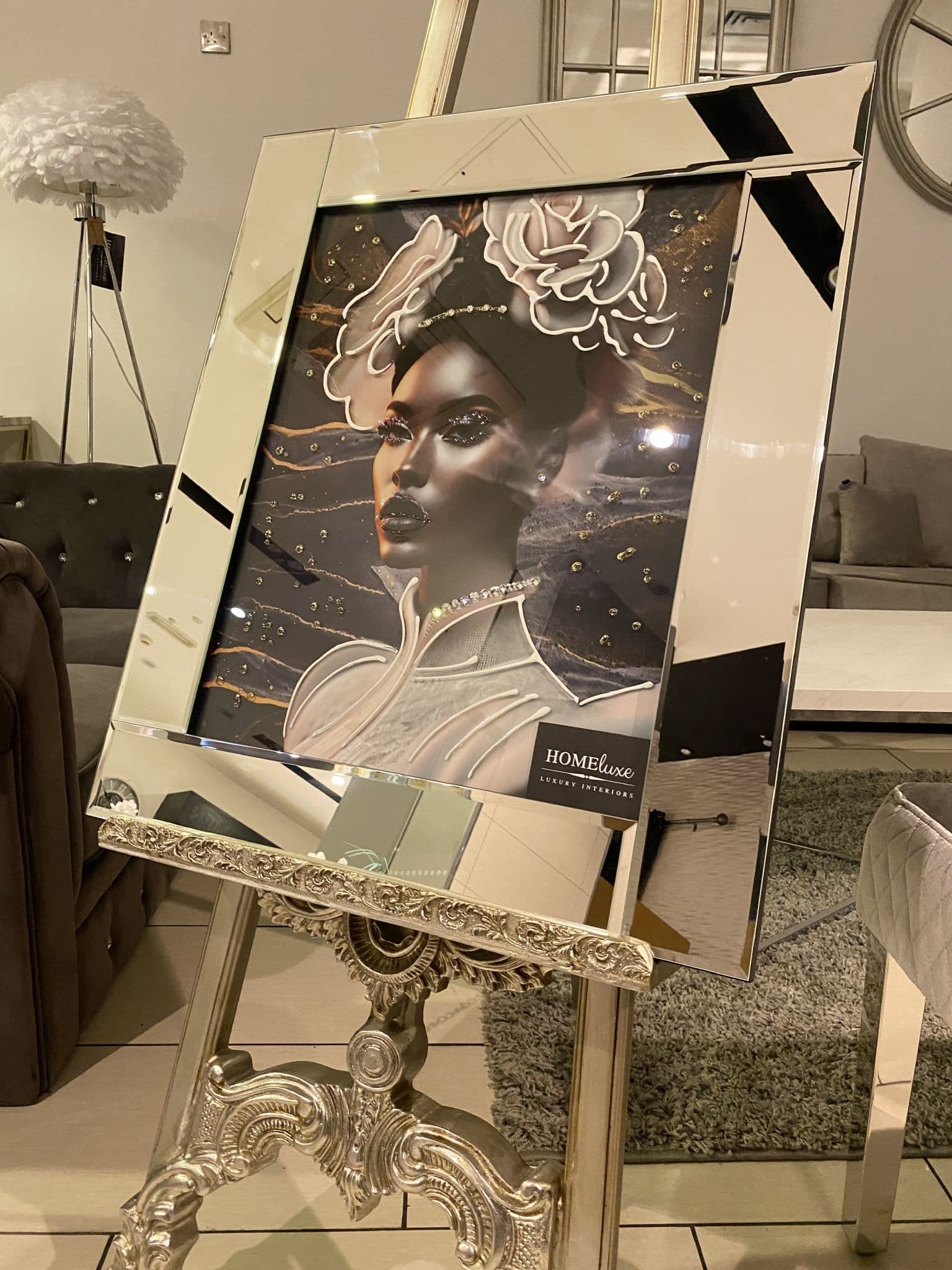 Black African Lady Design 4 Wall Art Mirror Frame 55Cm X 65Cm