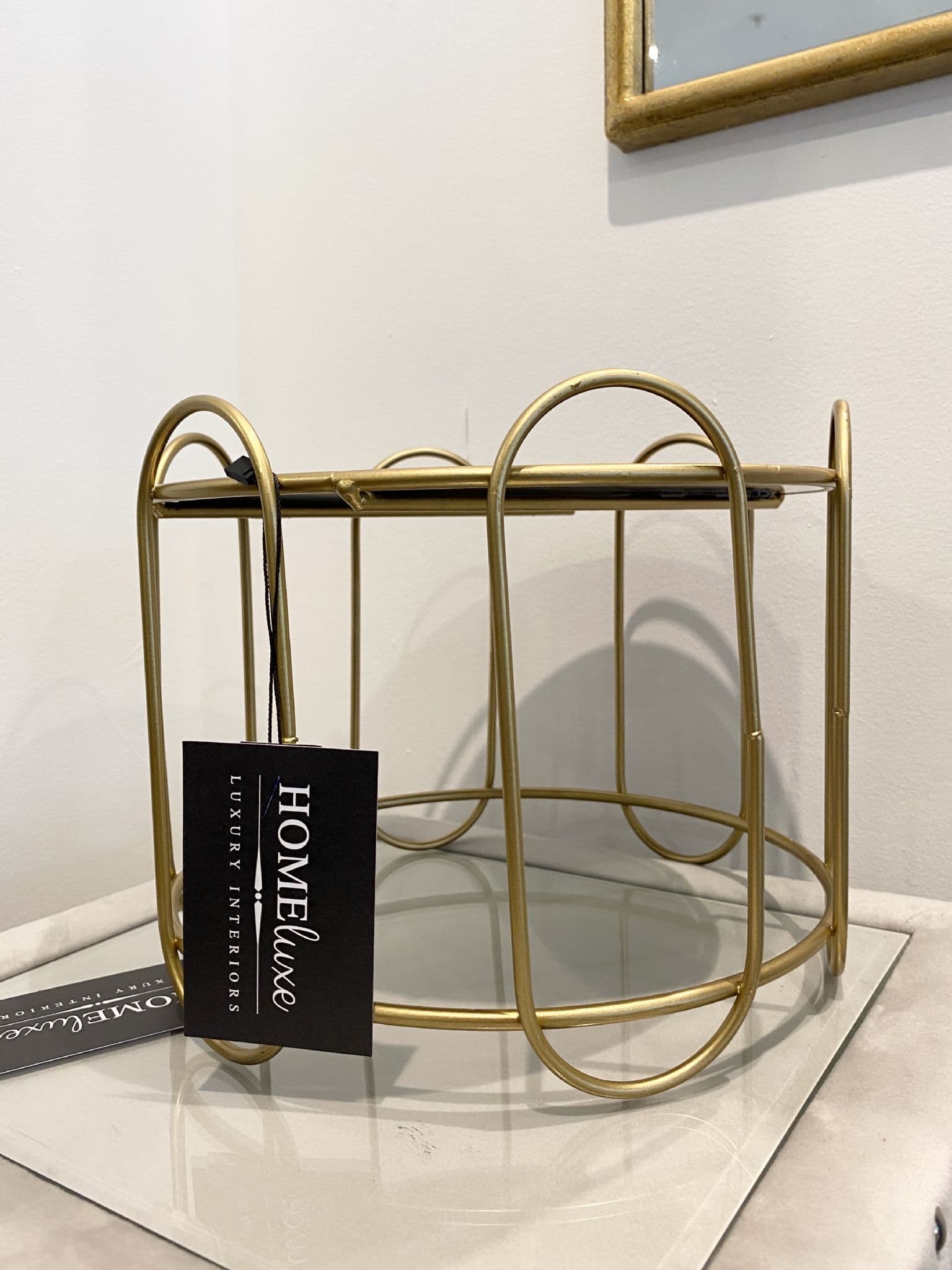 Black Glass Round Gold Display Stand