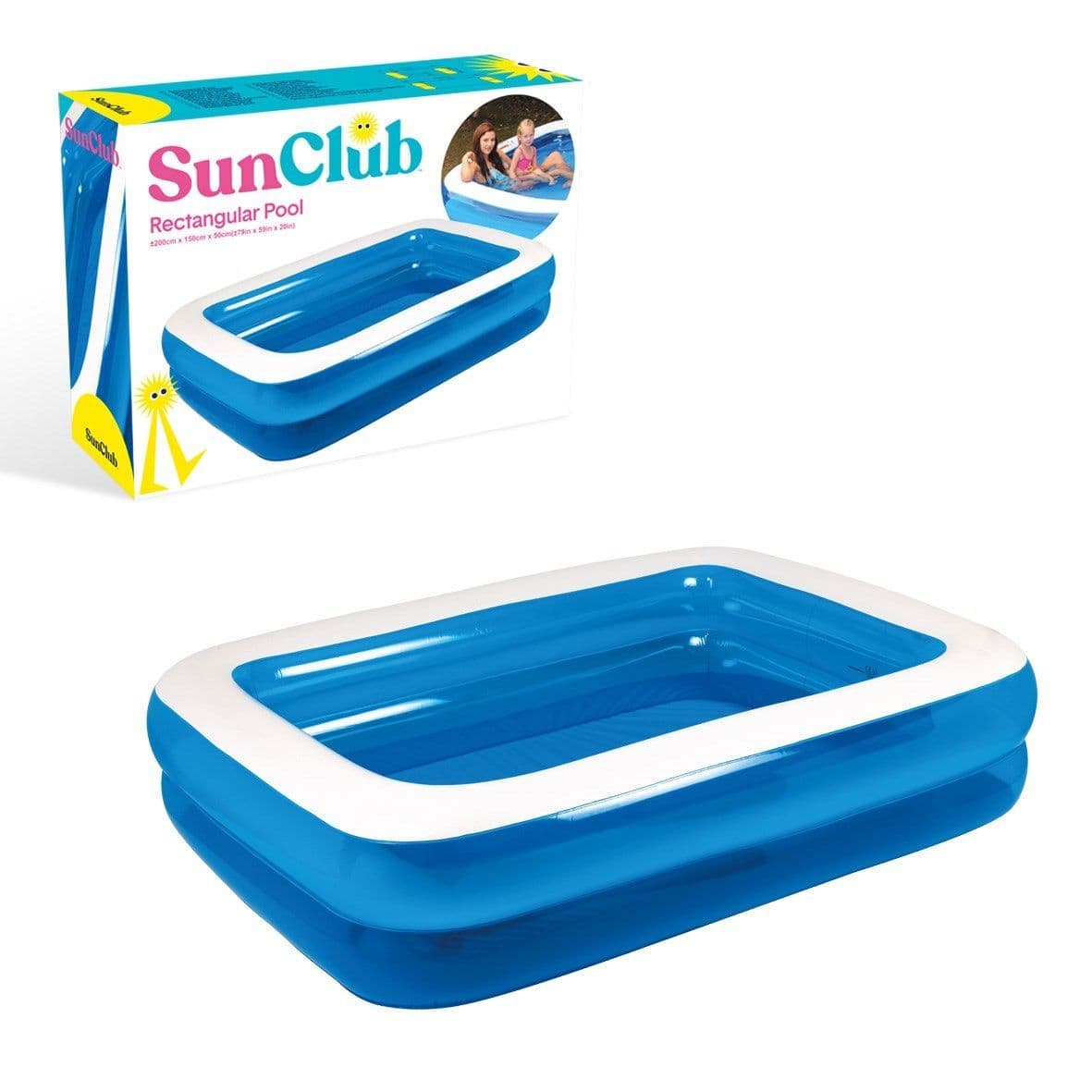 Blue Rectangular Family Paddling Pool 2 0m