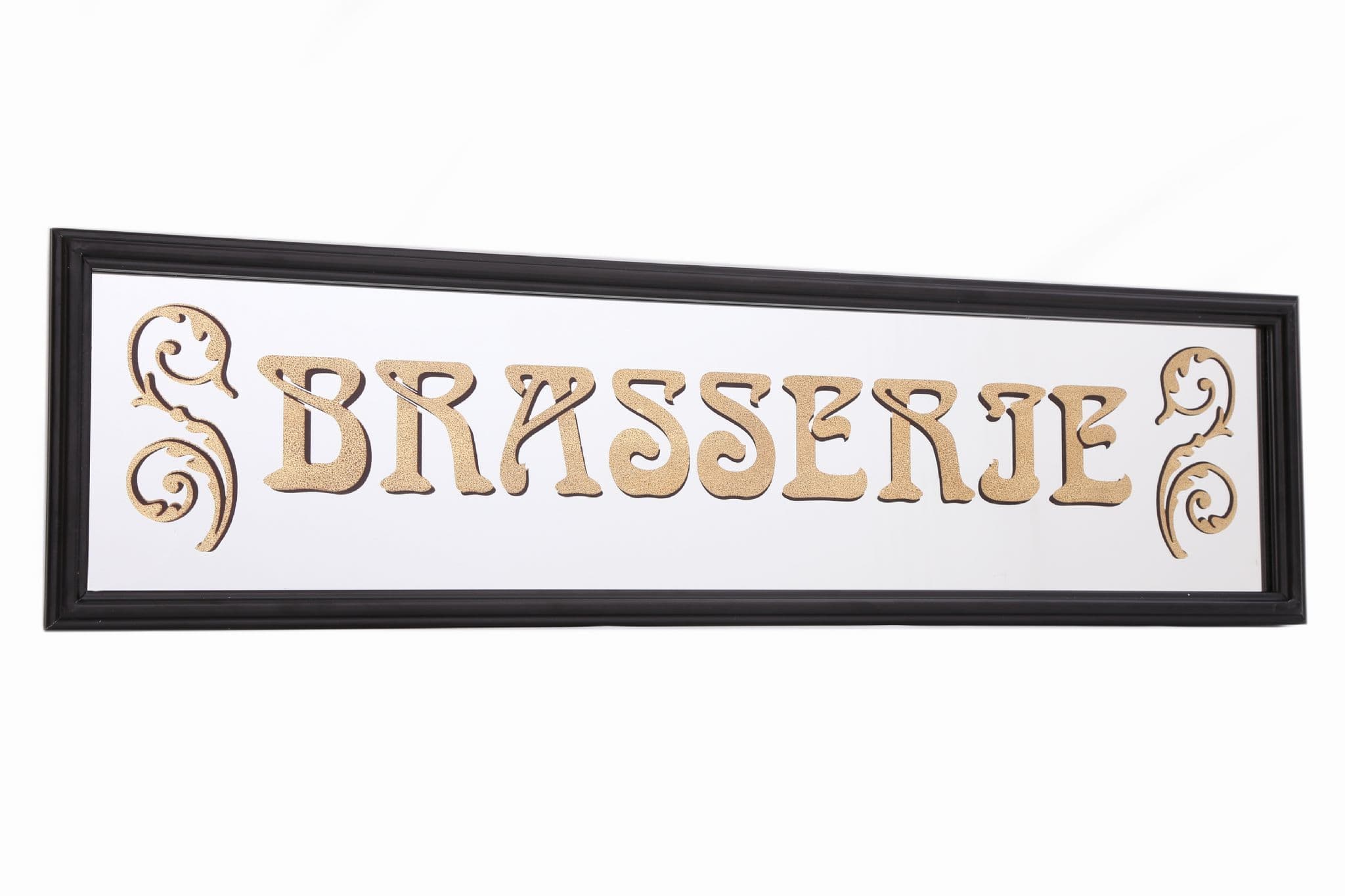 Brasserie Mirror Sign Gold Lettering