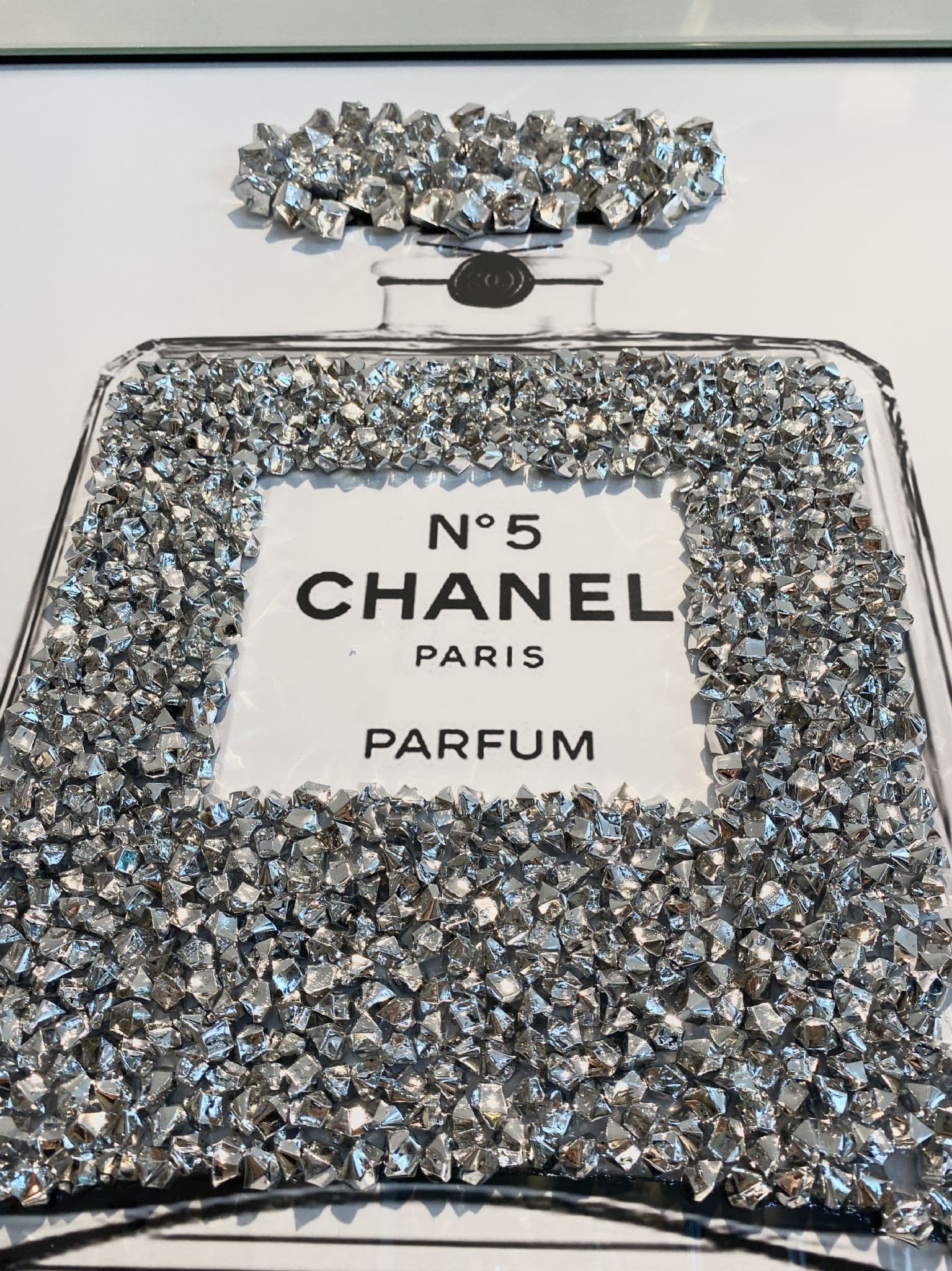 Chanel Diamond Perfume Bottle Wall Art Mirror Frame