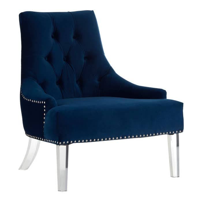 Clarence Button Tufted Blue Chair