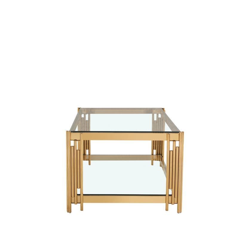 Cohen Gold Steel Tubes & Clear Glass Coffee Table