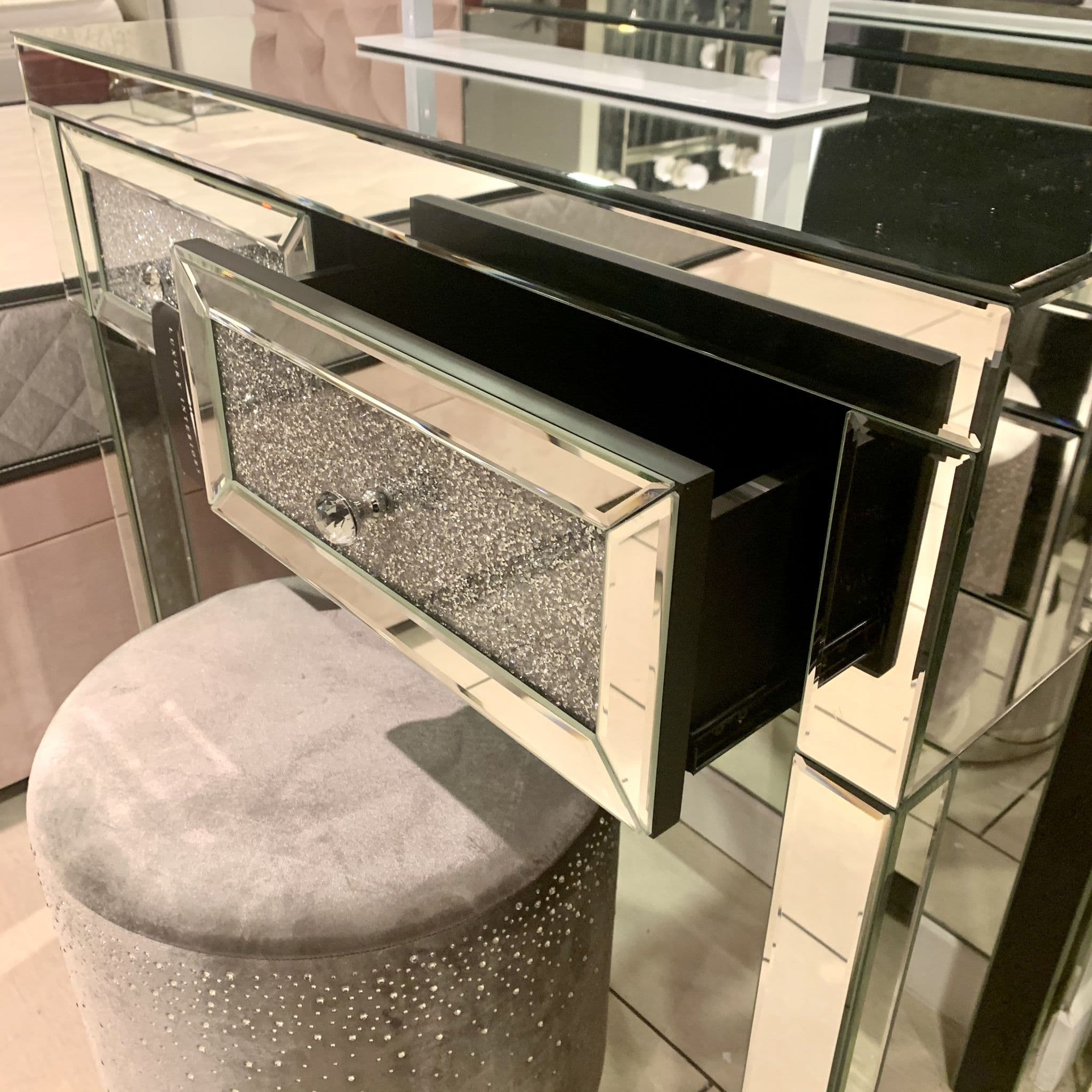 Crystal Mirror Dressing Table with 2 Drawers