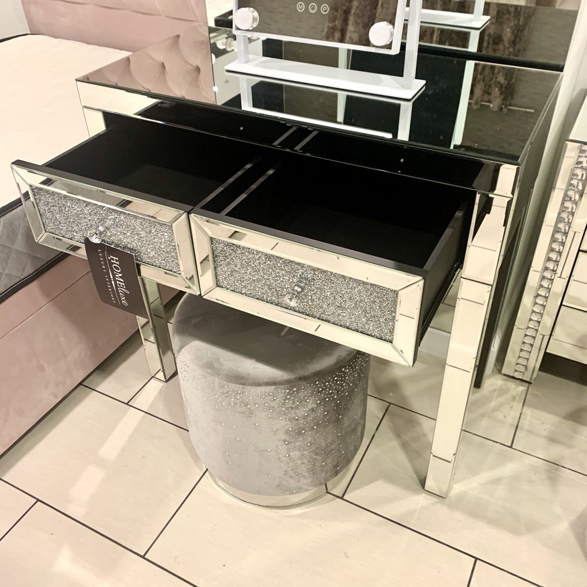 Crystal Mirror Dressing Table with 2 Drawers
