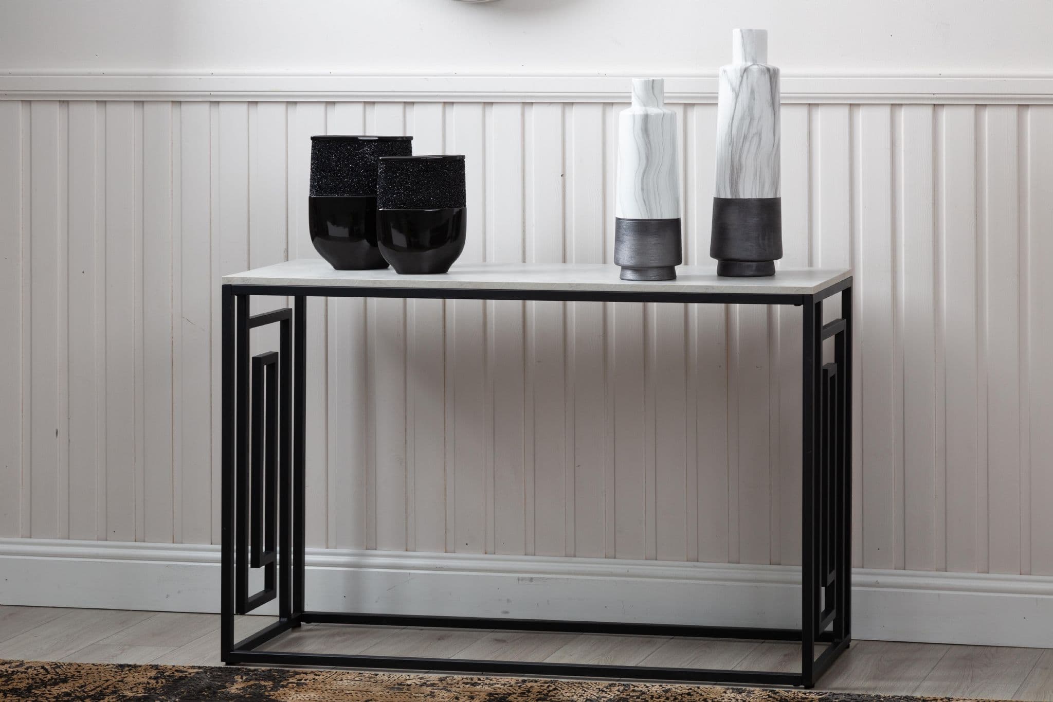 Devon Grecian Design Black and Grey Console Table